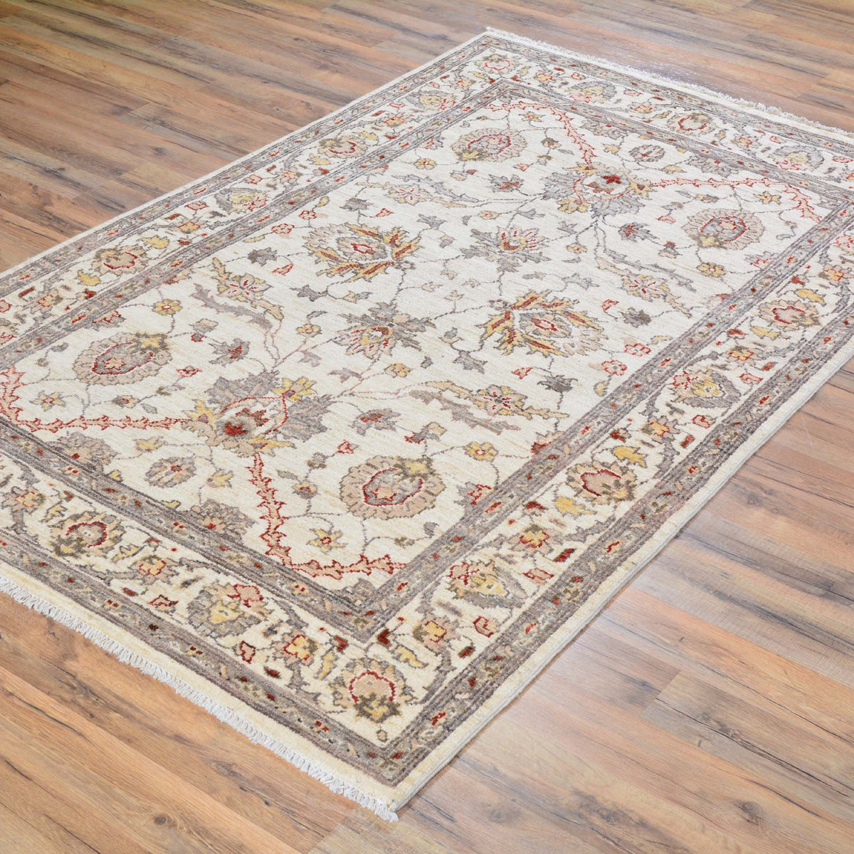 Hand-Knotted Peshawar Chobi Oushak Design Wool Rug (Size 4.0 X 6.0) Cw ...